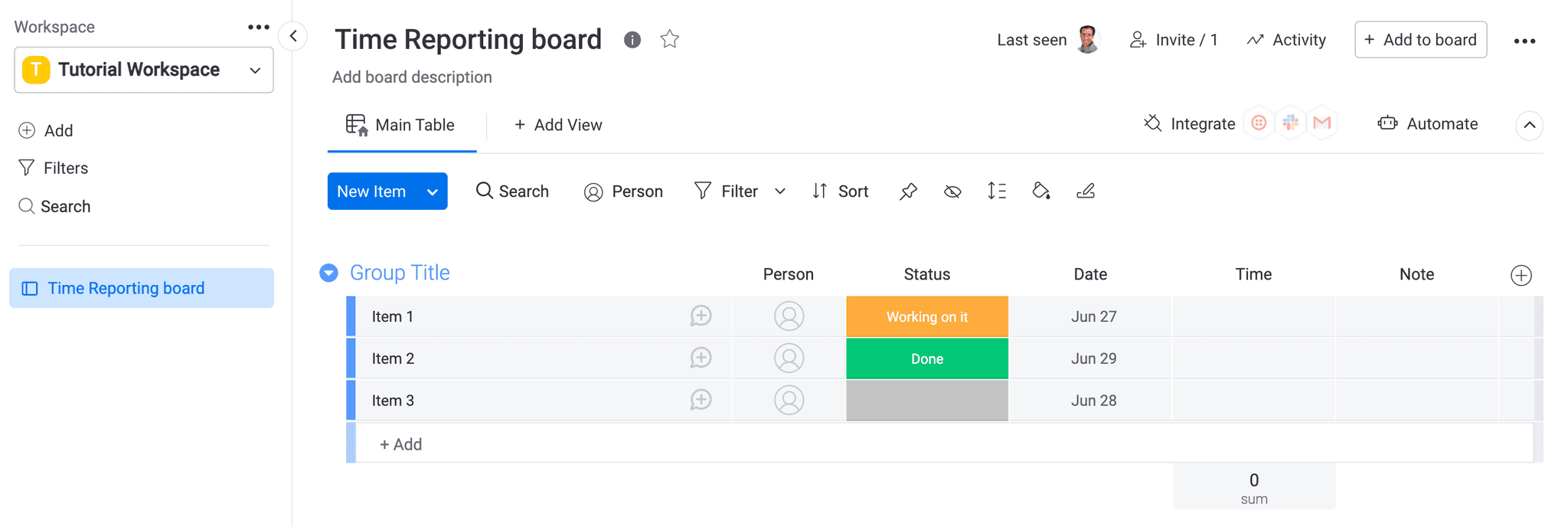 Time Reporting (monday.com) - Using Time Reporting view